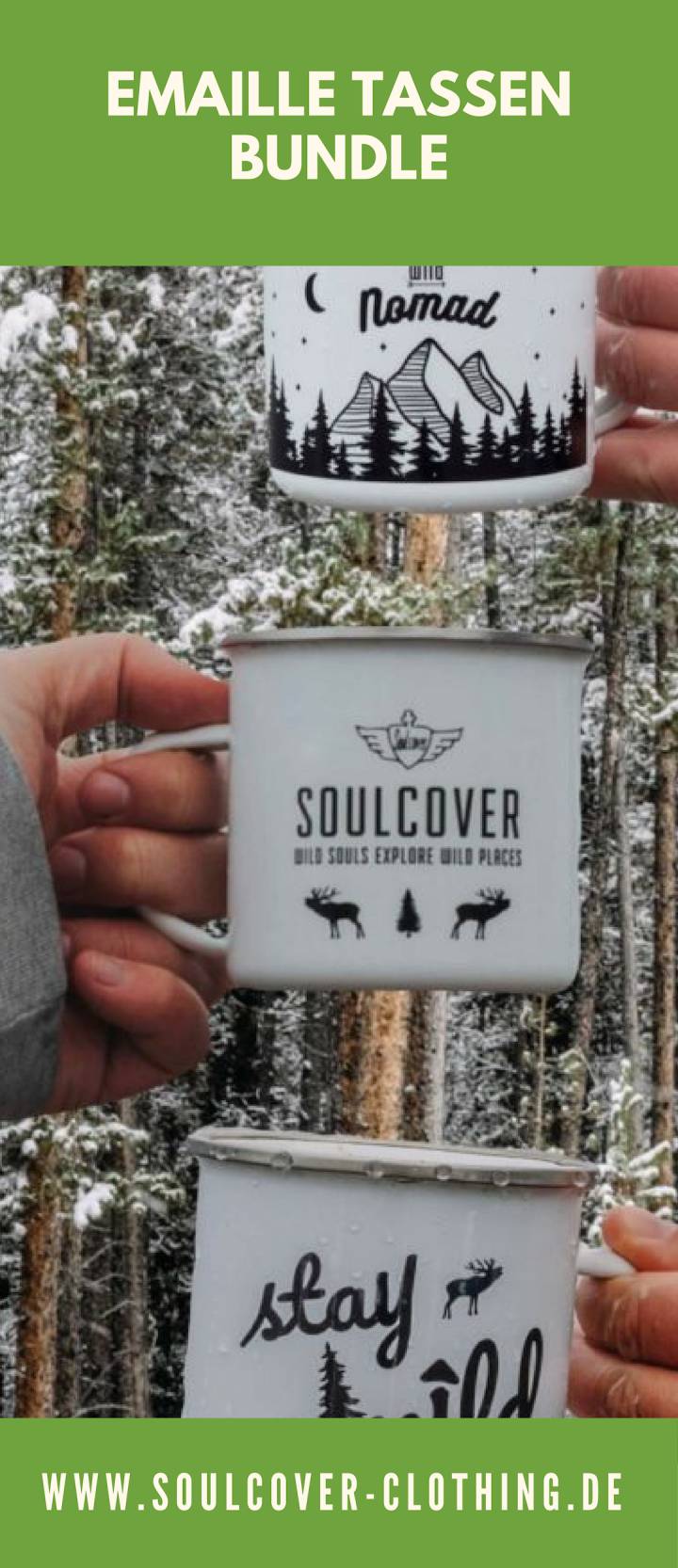 Emaille Outdoor Tassen Bundle - drei verschiedene Designs | SoulcoverCo